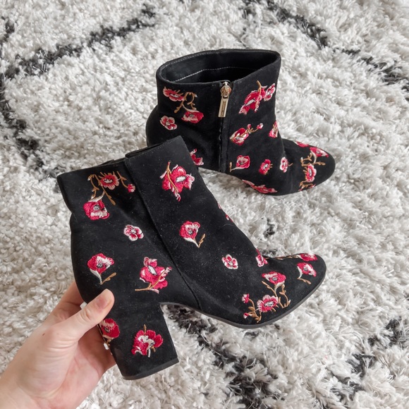 Karl Lagerfeld | Shoes | Karl Lagerfeld Edith Floral Embroidered Ankle ...